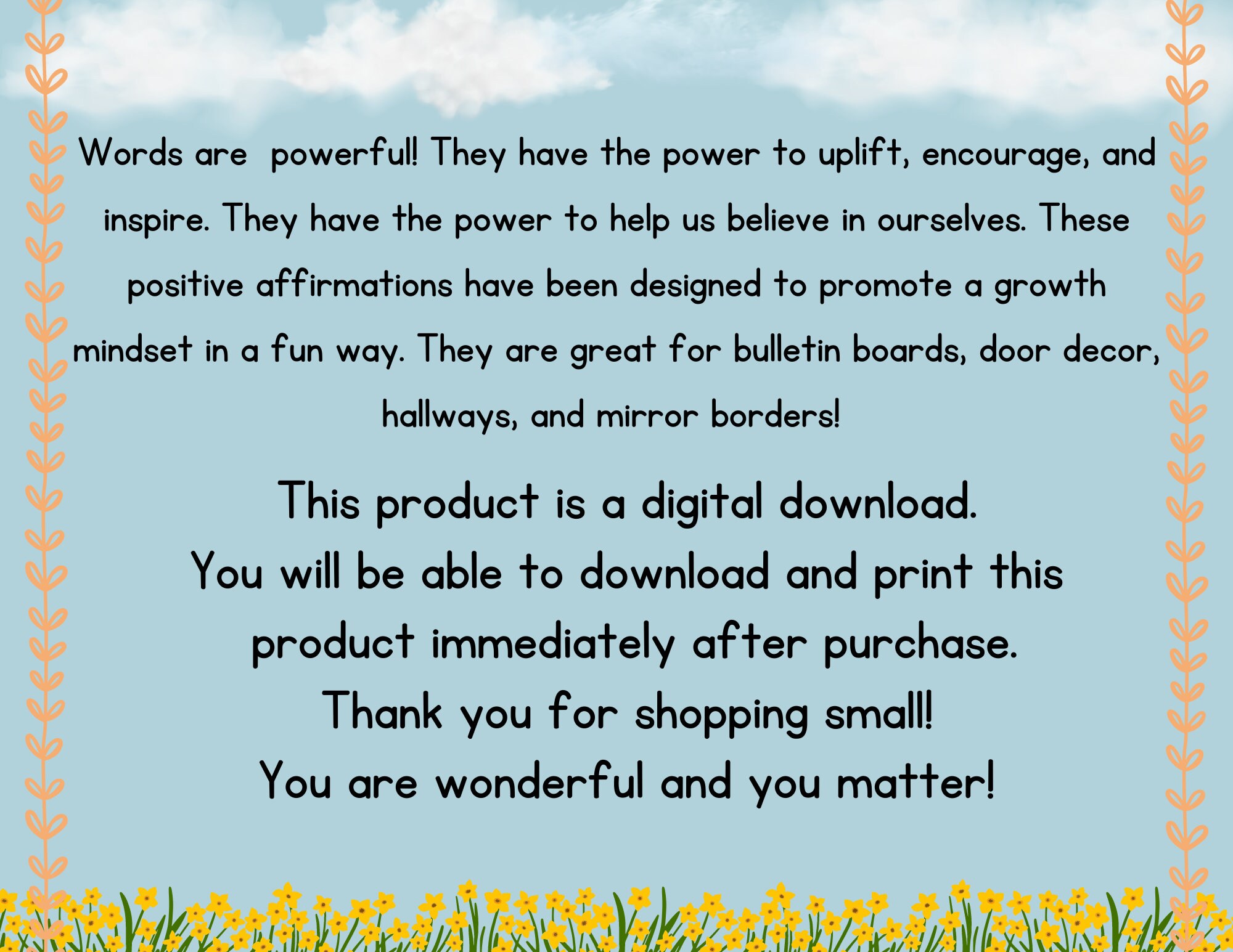 Positive Affirmations, Spring Theme - Etsy