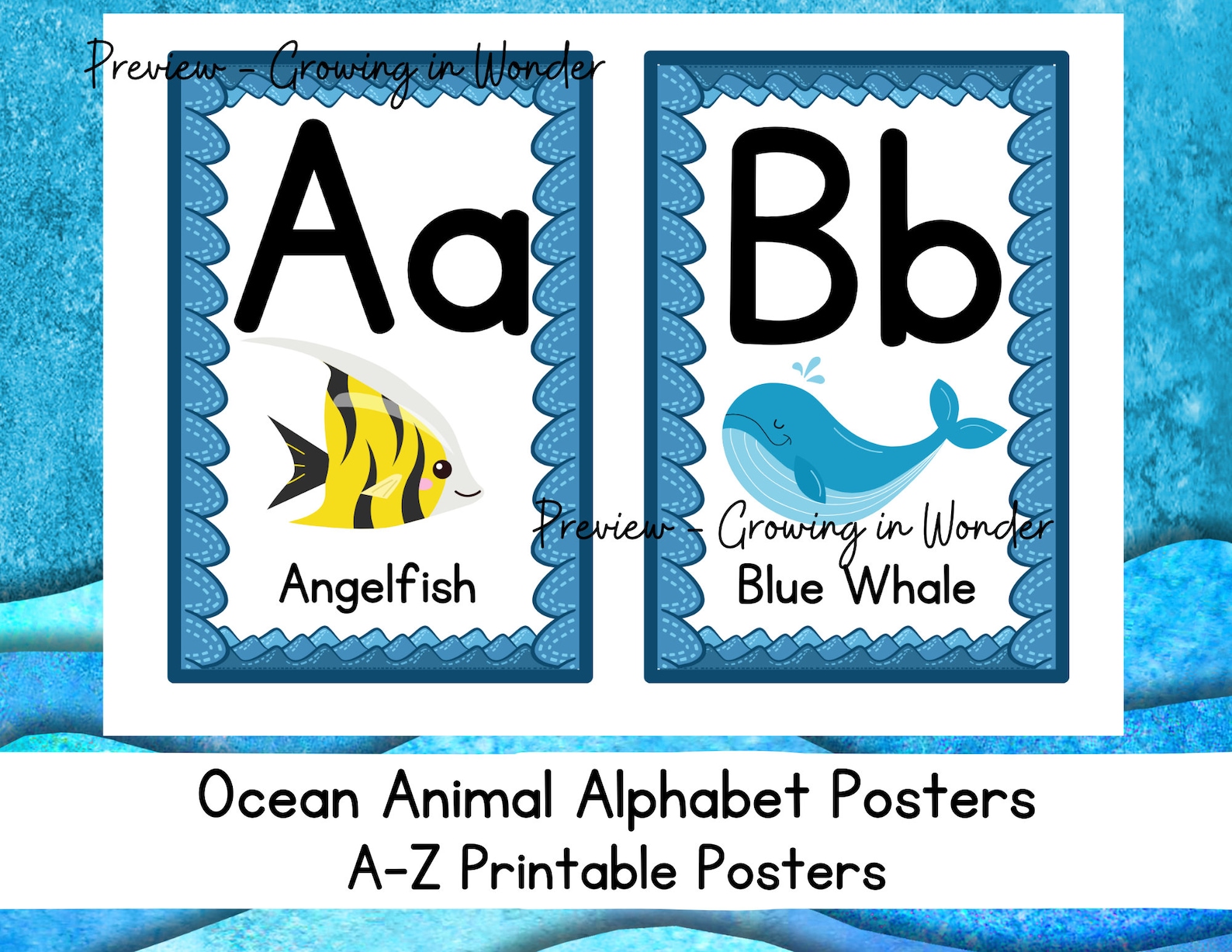 Ocean Animal Alphabet Posters, Under the Sea Printables - Etsy