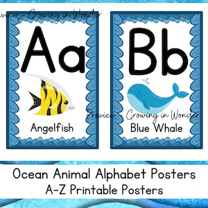 Ocean Animal Alphabet Posters, Under the Sea Printables - Etsy