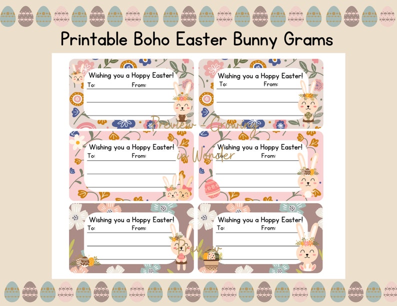 Printable Boho Easter Bunny Grams - Etsy
