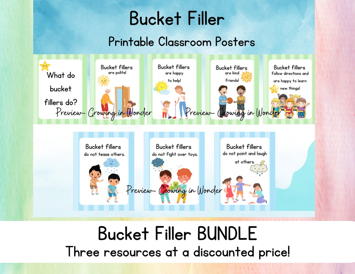 BUNDLE: Bucket Fillers Classroom Bundle, Bulletin Board Decor ...
