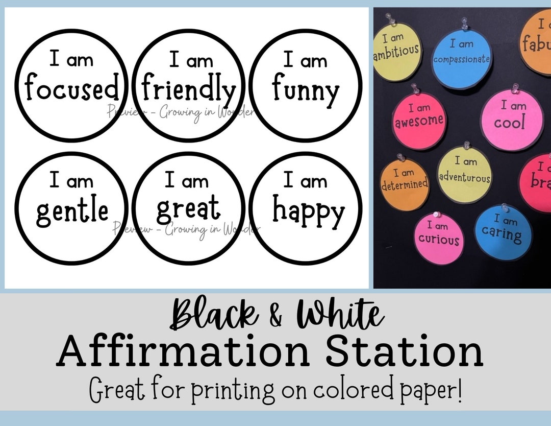 Affirmation Station, Black and White Positive Affirmations, Classroom ...