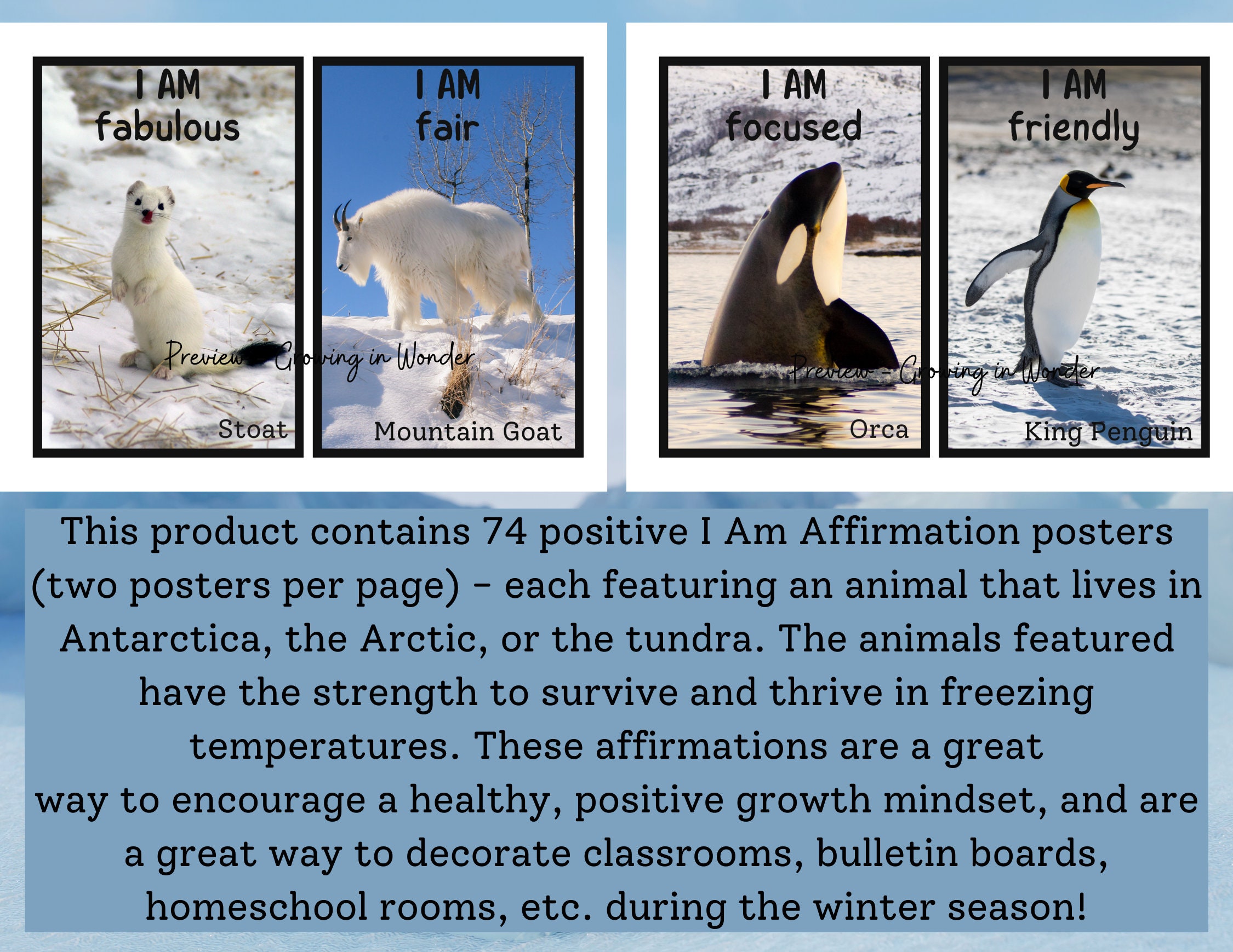 Positive Affirmation Printable Classroom Posters: Winter, Arctic ...