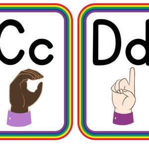 American Sign Language Alphabet Flashcards - Boho, Rainbow, and Animal ...