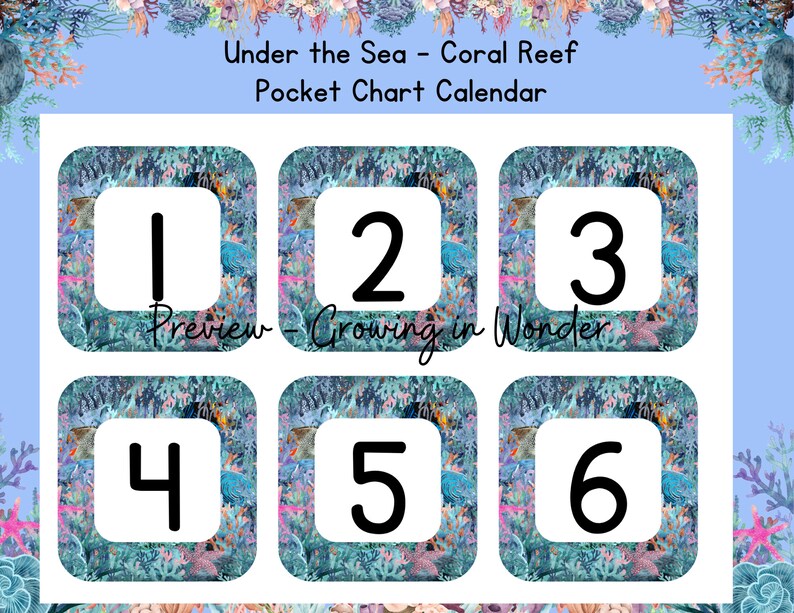 Ocean Theme Pocket Chart Calendar, Under the Sea Classroom - Etsy