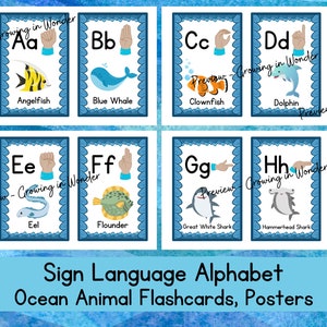 Sign Language Alphabet Ocean Animal Flashcards, Posters, Under the Sea ...