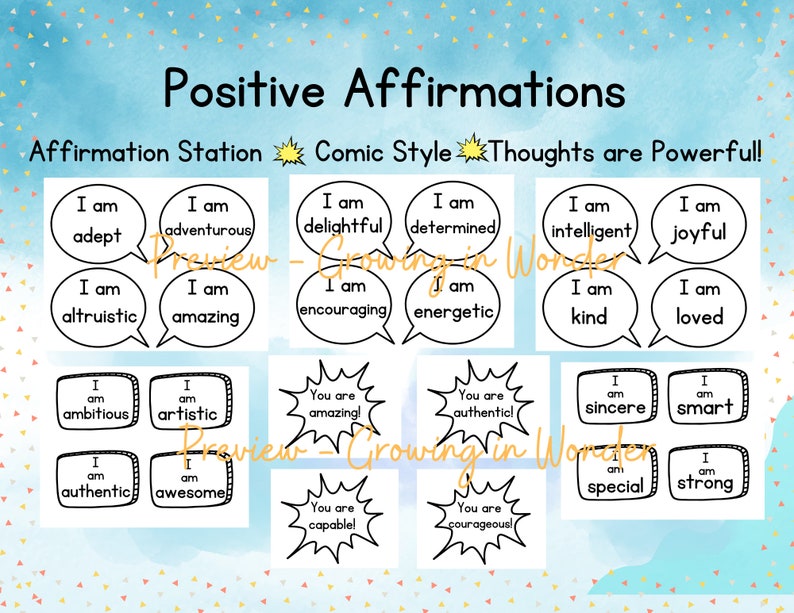 Affirmation Station, Comic Theme - Etsy