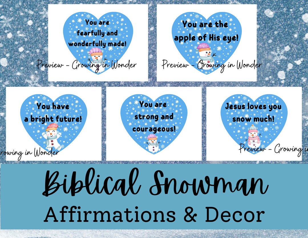 Winter Snowman Bible Affirmations, Christian Bulletin Board Kit - Etsy