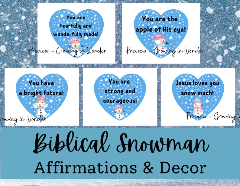 Winter Snowman Bible Affirmations, Christian Bulletin Board Kit - Etsy