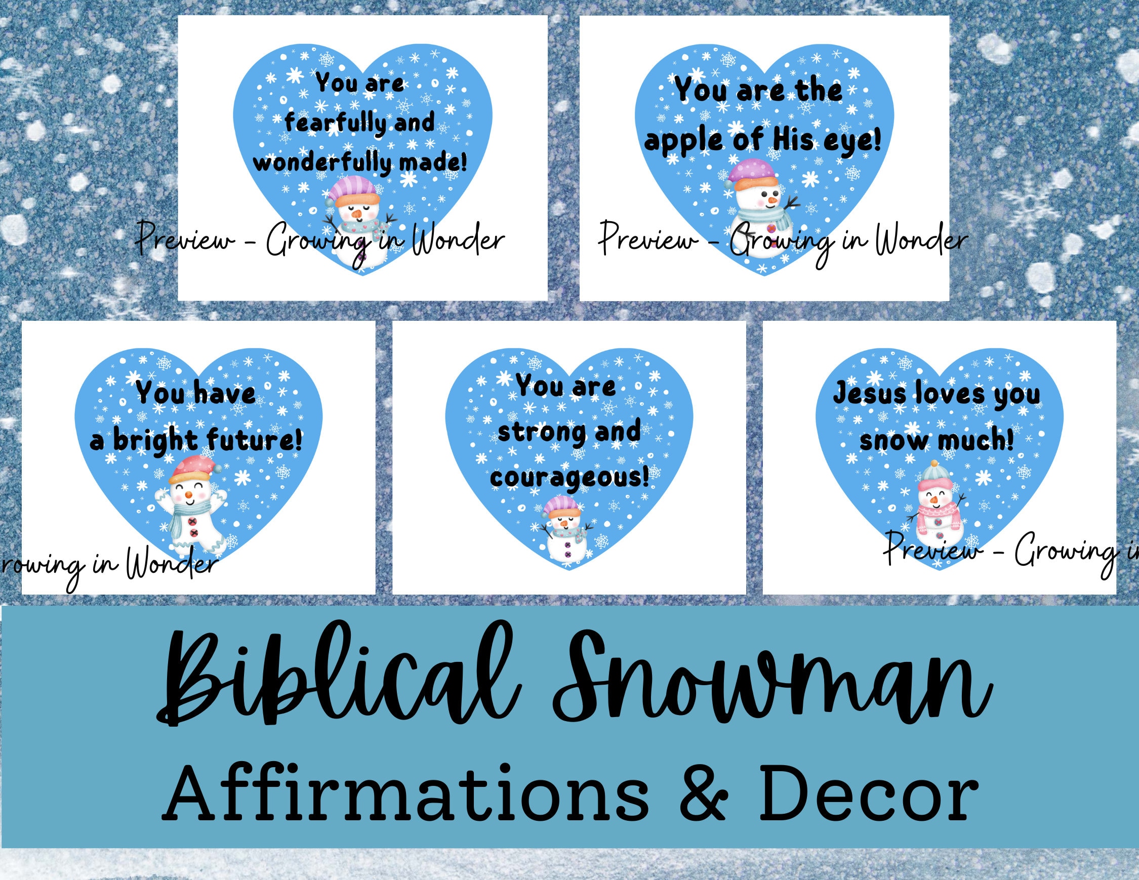 Winter Snowman Bible Affirmations, Christian Bulletin Board Kit - Etsy