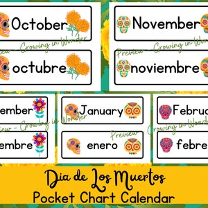 Dia De Los Muertos Pocket Chart Calendar, Day of the Dead Classroom ...