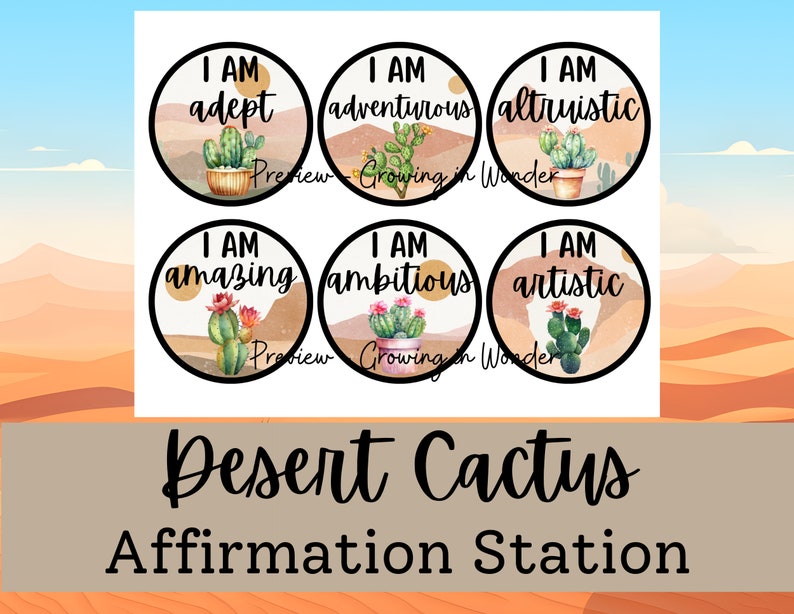 Desert Cactus Positive Affirmations - Etsy