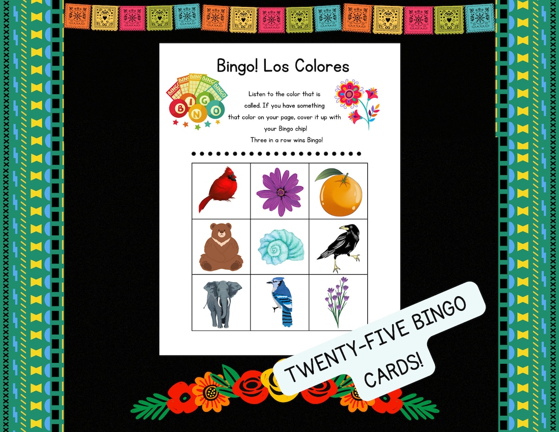 Spanish Bingo (colors) - Etsy