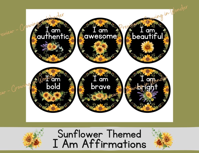 Sunflower Affirmation Station, Fall Bulletin Board Decor, Positive ...