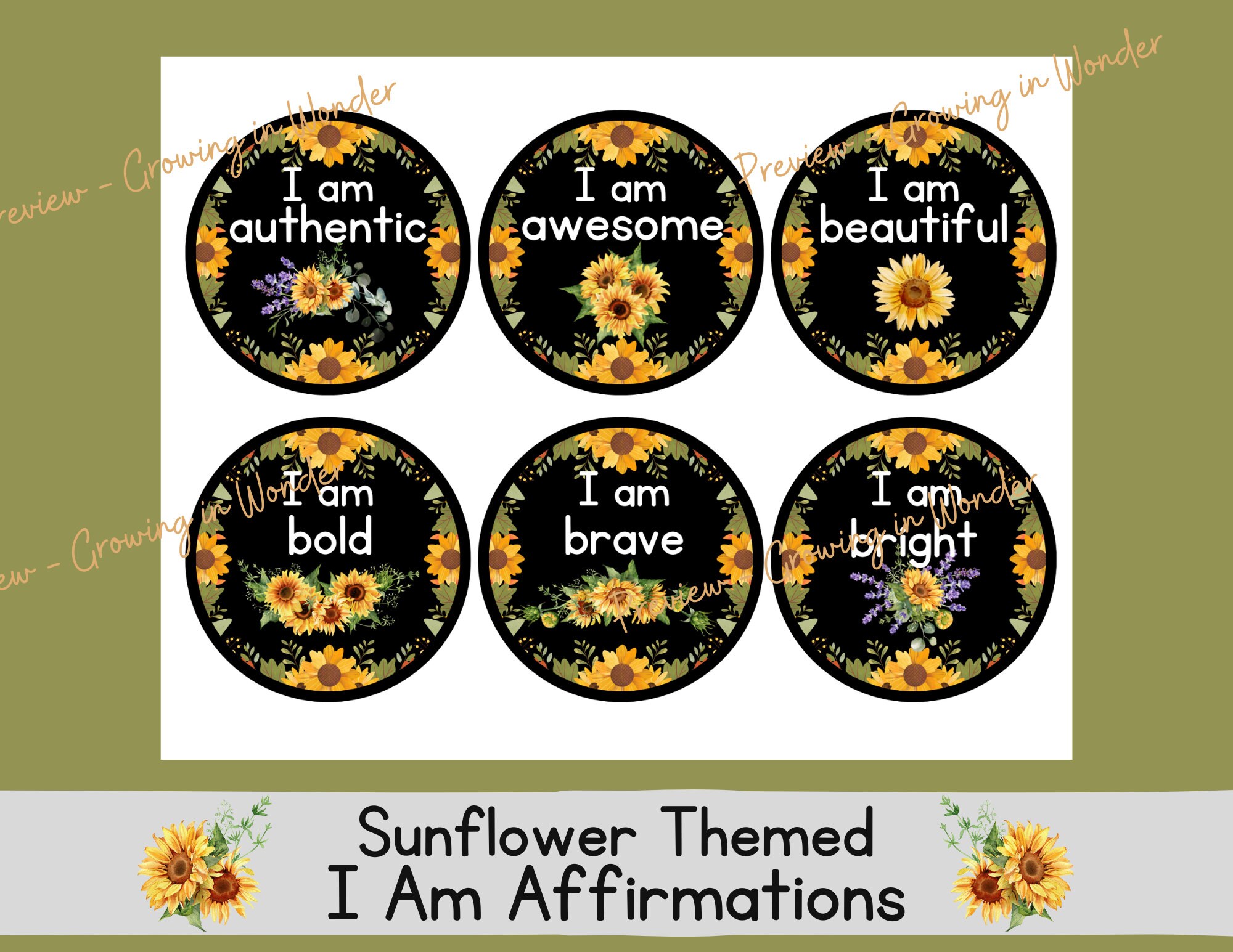 Sunflower Affirmation Station, Fall Bulletin Board Decor, Positive ...