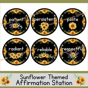 Sunflower Affirmation Station, Fall Bulletin Board Decor, Positive ...