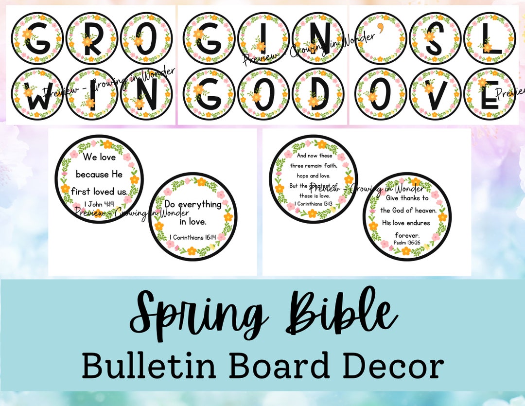 Spring Bible Bulletin Board: Growing in God's Love - Etsy