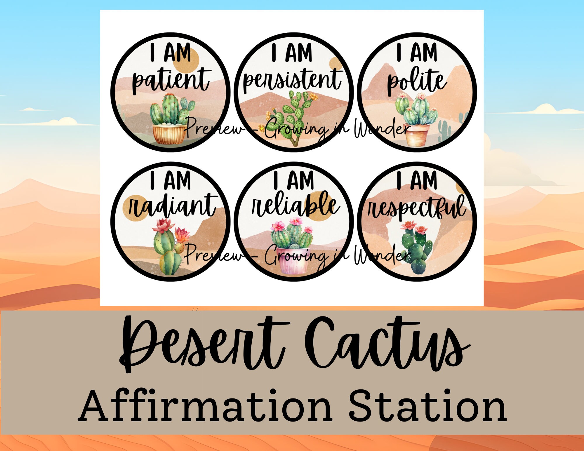 Desert Cactus Positive Affirmations - Etsy