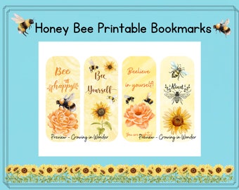 Bee Kids Printable Bookmarks, Set of 4, Positive Affirmations ...