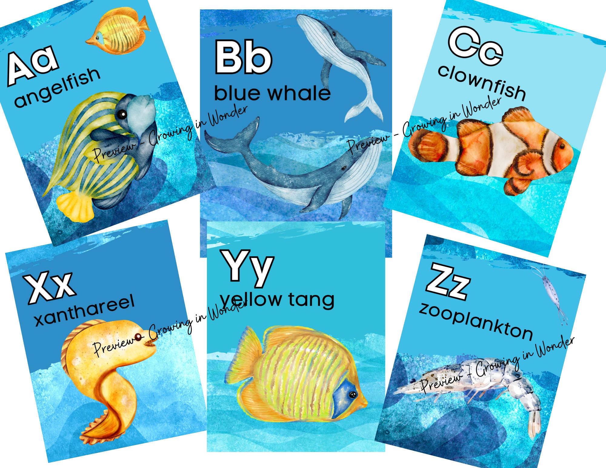 Ocean Animal, Under the Sea Alphabet Posters, Printable Classroom Decor ...