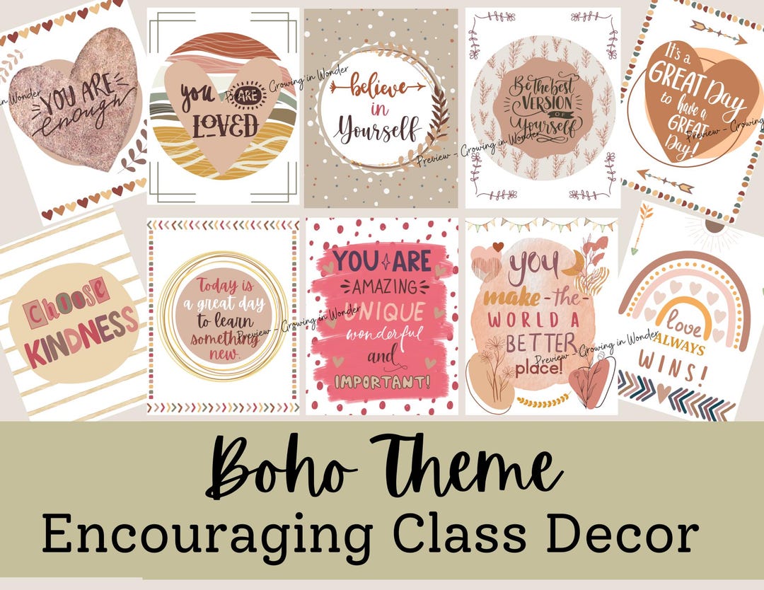 Boho Growth Mindset, Motivational Classroom Posters - Etsy