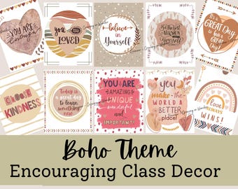 Soft Blue + Teal Modern Boho Motivational Classroom Quotes Posters ...