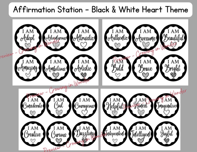 Black and White Affirmation Station, - Etsy