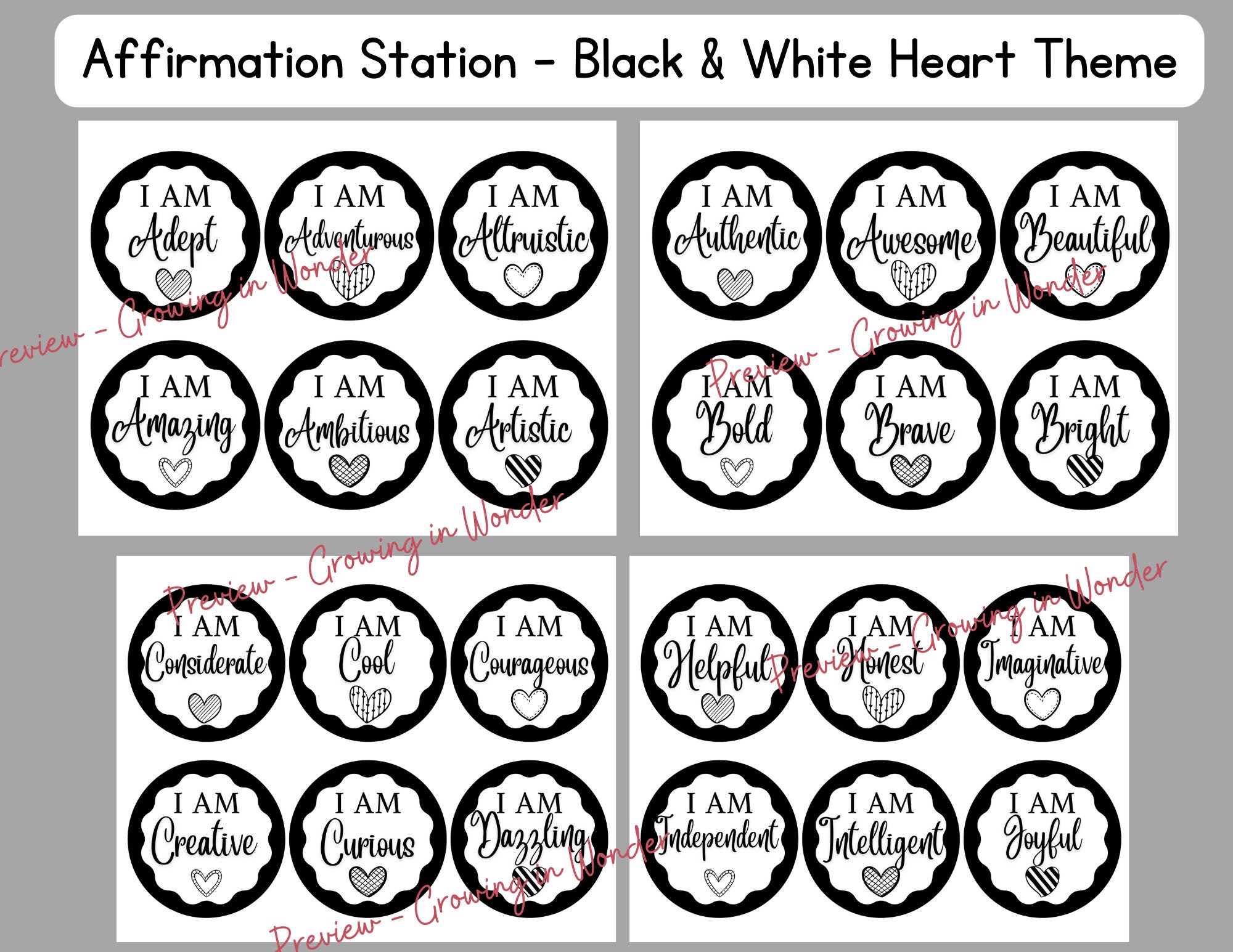 Black and White Affirmation Station, - Etsy