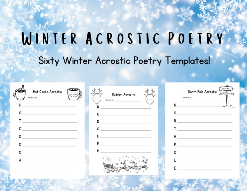 Winter, Christmas Acrostic Poetry - Etsy UK