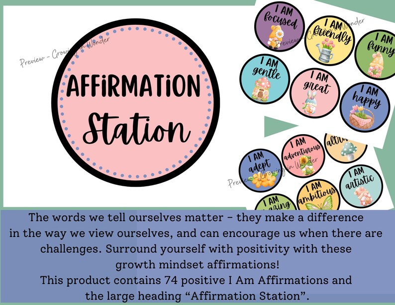 Spring Garden Gnomes Printable Affirmation Station - Etsy