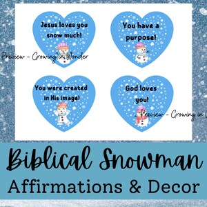 Winter Snowman Bible Affirmations, Christian Bulletin Board Kit - Etsy