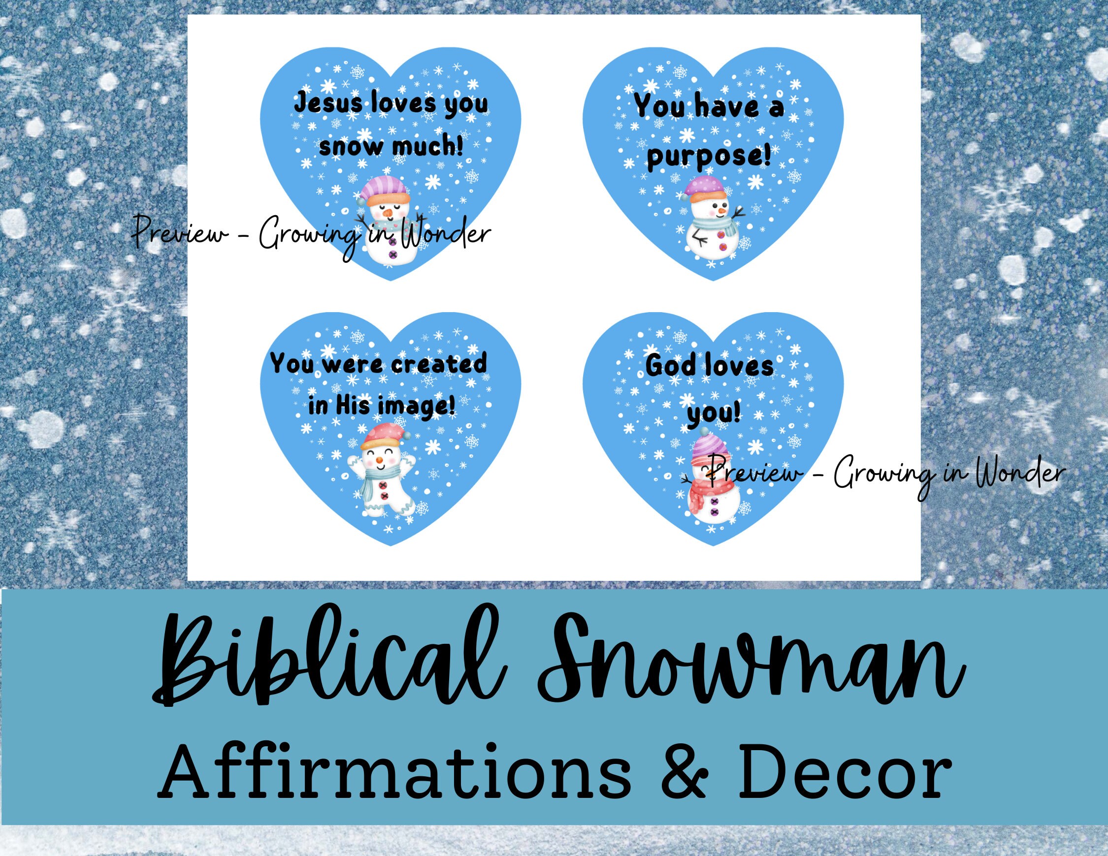 Winter Snowman Bible Affirmations, Christian Bulletin Board Kit - Etsy