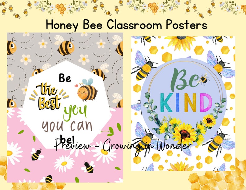 Honey Bee Posters, Classroom Posters, Back to School Bulletin Board - Etsy