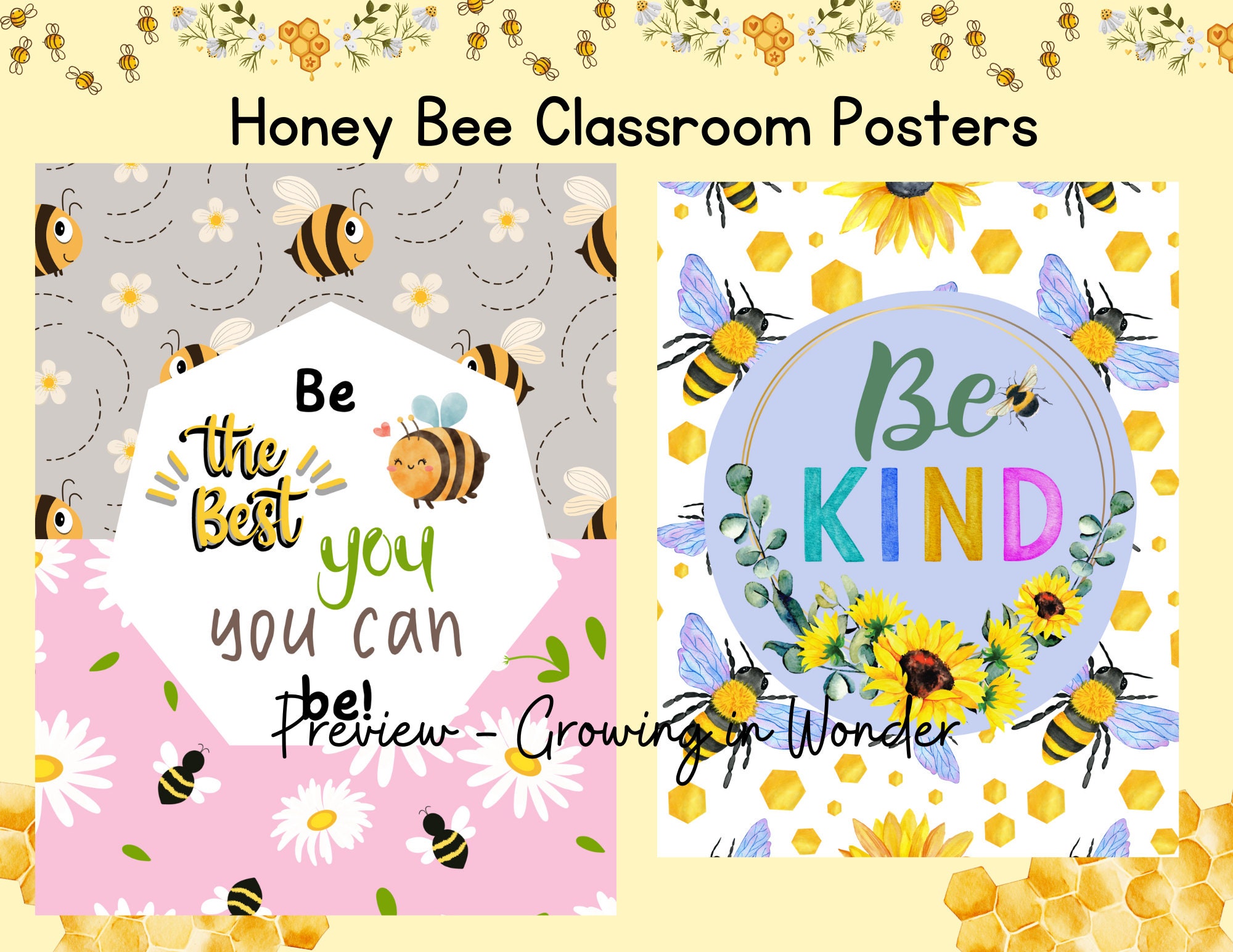 Honey Bee Posters, Classroom Posters, Back to School Bulletin Board - Etsy