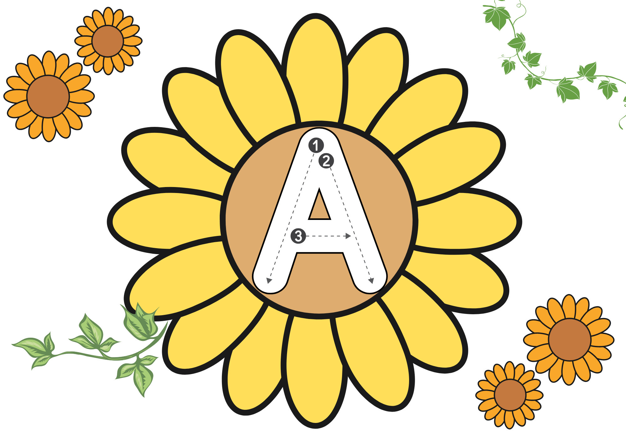Letter Formation - Sunflower Alphabet Tracing Mats (print and Laminate ...