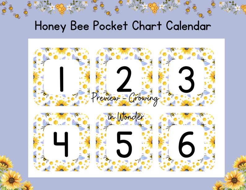 Bee Pocket Chart Calendar, Classroom Bulletin Board Calendar - Etsy