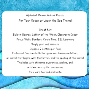 Ocean Animal Alphabet Posters, Under the Sea Printables - Etsy