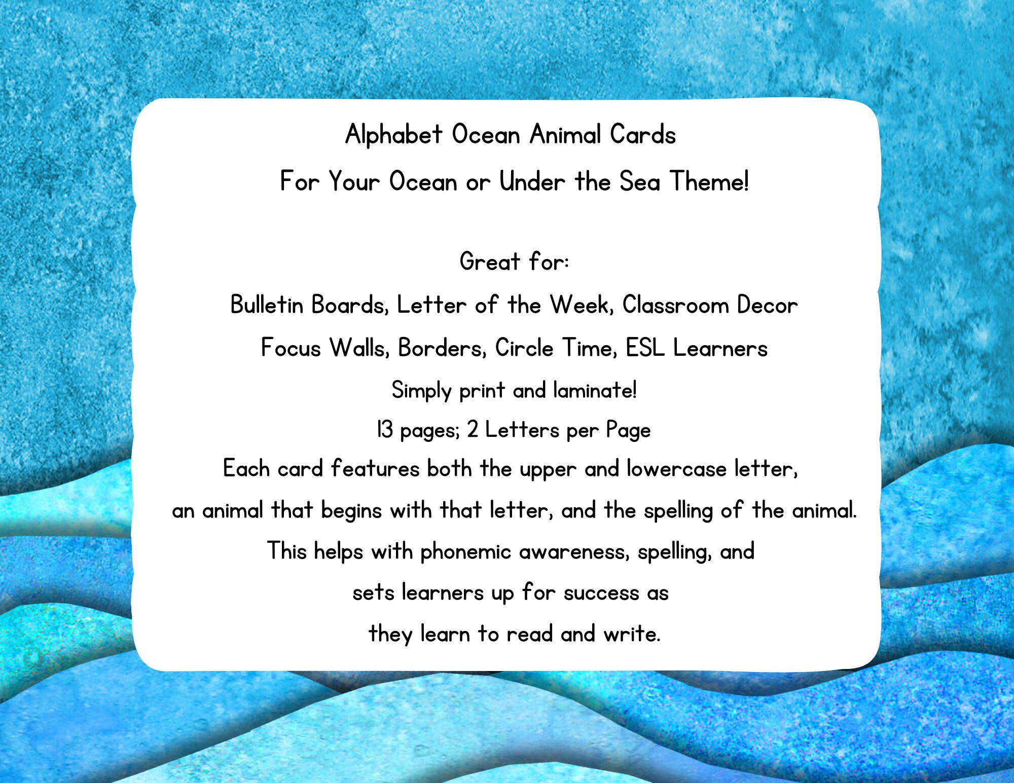 Ocean Animal Alphabet Posters, Under the Sea Printables - Etsy
