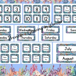 Ocean Theme Pocket Chart Calendar, Under the Sea Classroom - Etsy