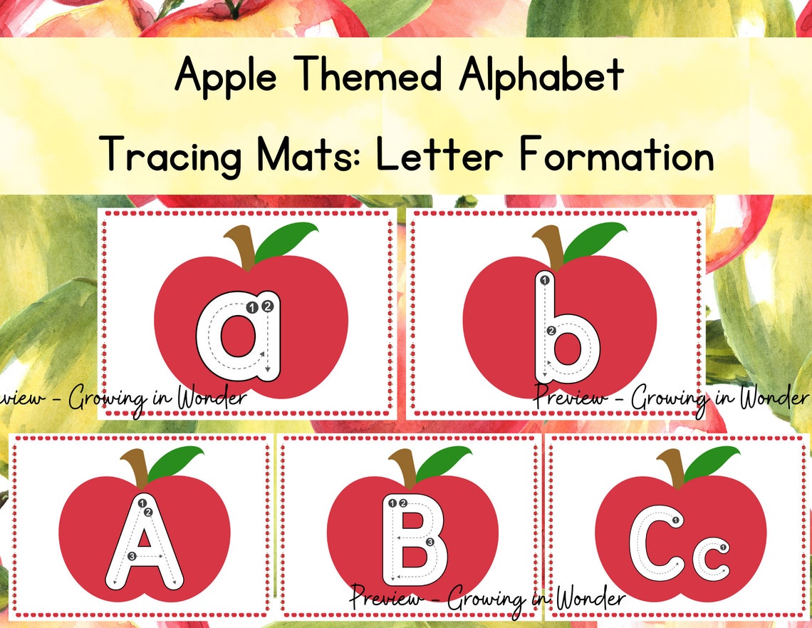 Apple Alphabet Tracing Mats: Letter Formation (printable) - Etsy