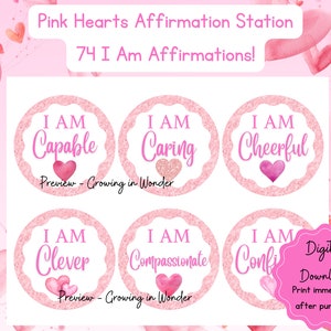 Pink Heart Affirmation Station, Mirror Border, Positive Affirmations - Etsy