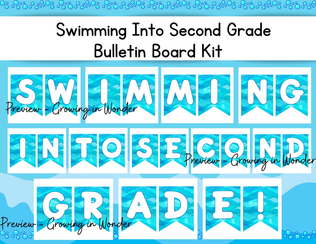 Second Grade Back to School Bulletin Board Kit, Ocean Theme Classroom ...