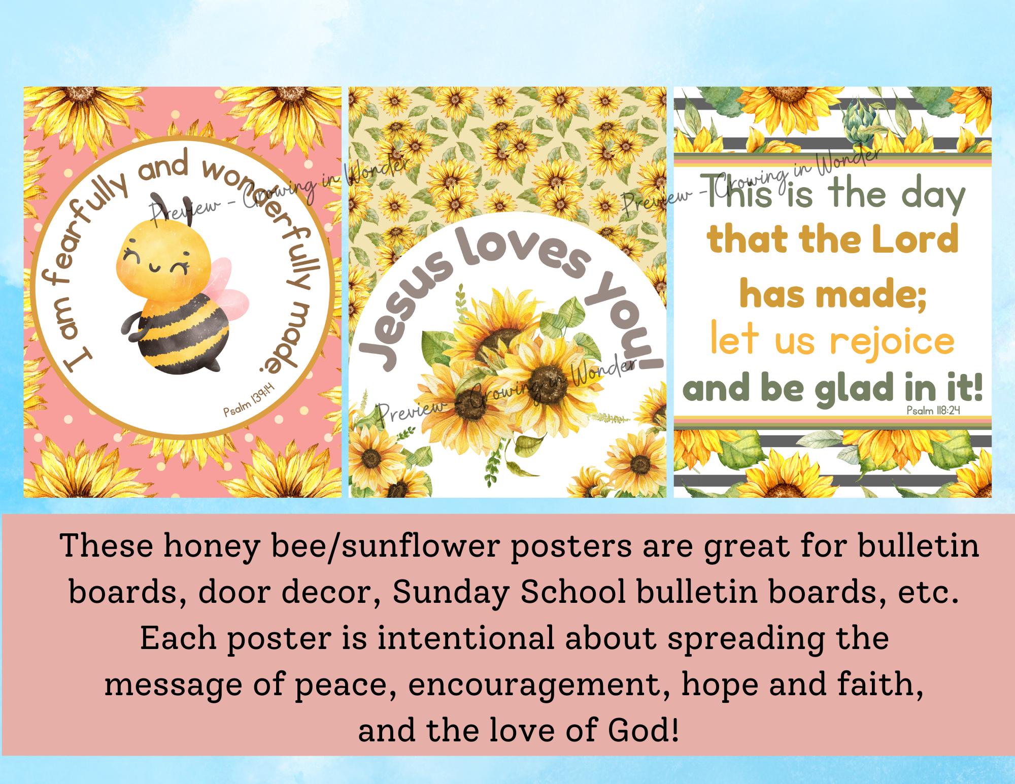 Spring Bee Bible Bulletin Board Posters, Christian/religious Classroom ...