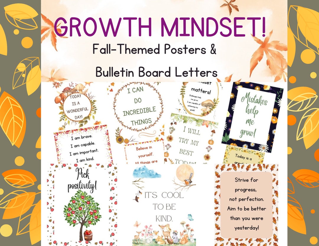 Growth Mindset: Fall Themed Posters and Bulletin Board Headings - Etsy