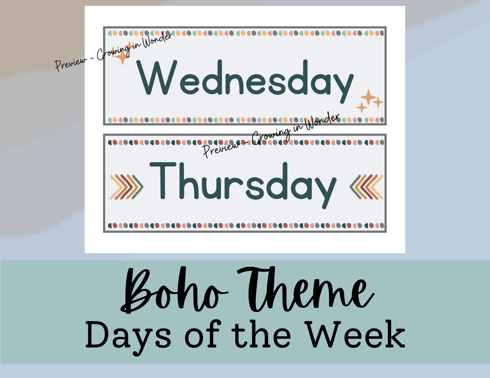 Days of the Week (boho Theme) - Etsy