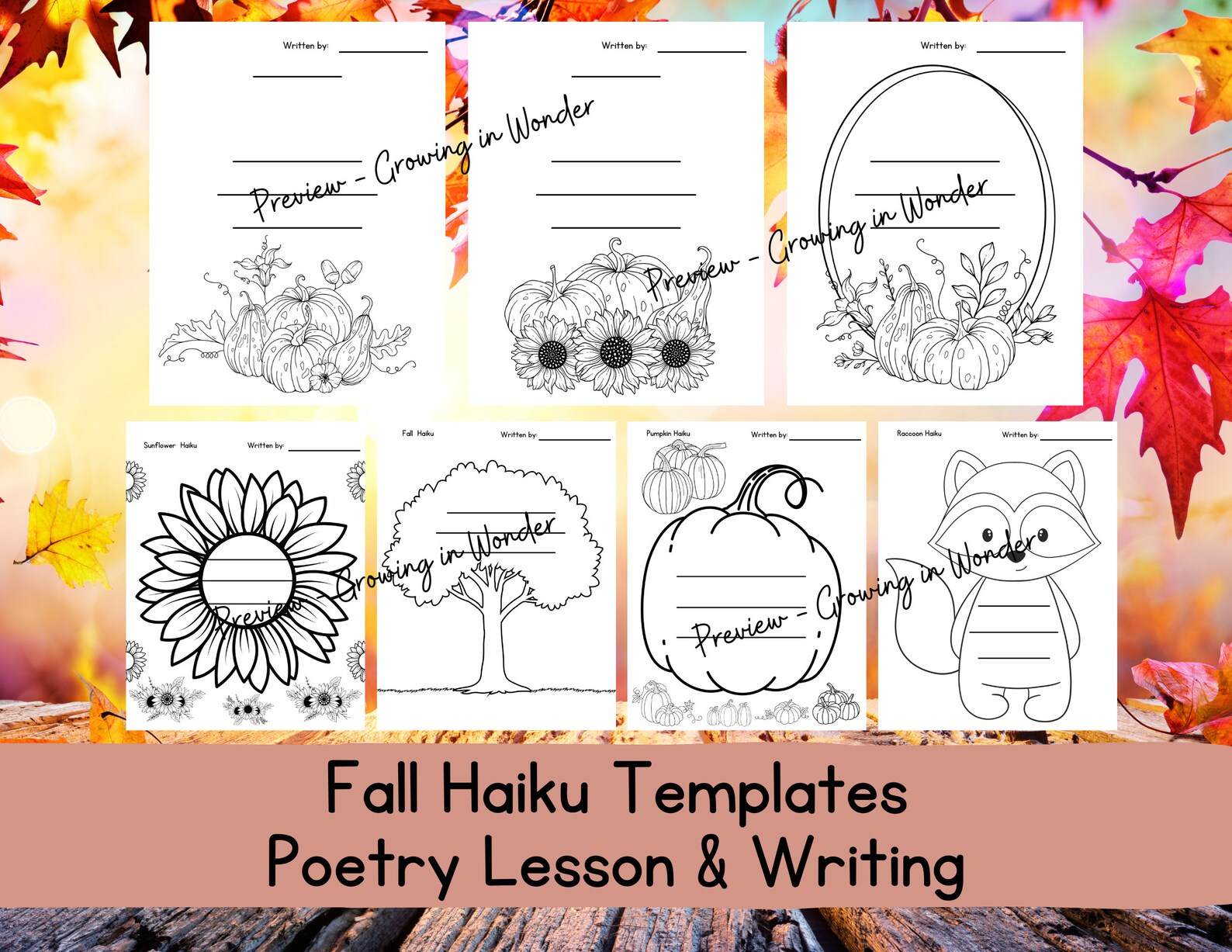 Fall Haiku Poetry Templates, Autumn Writing Activity - Etsy