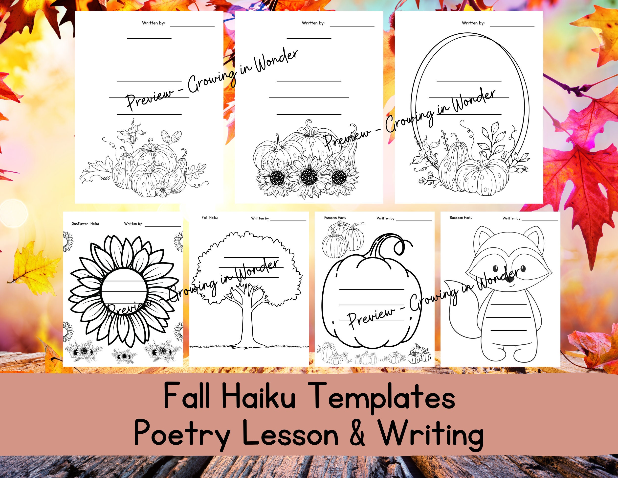 Fall Haiku Poetry Templates, Autumn Writing Activity - Etsy