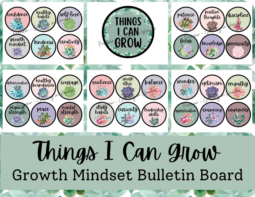 Mental Health Spring Succulent Bulletin Board: Things I Can Grow - Etsy