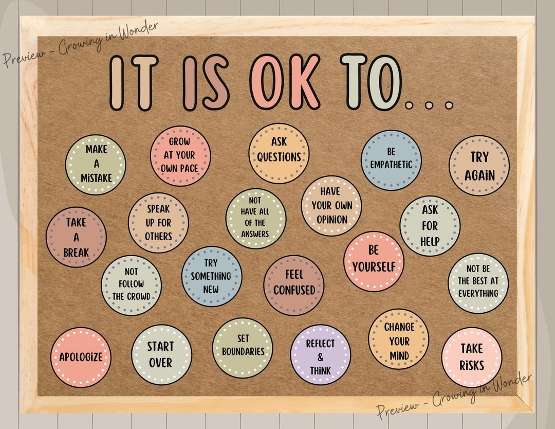 It is Ok To.. Bulletin Board, Social Emotional Classroom Decor - Etsy