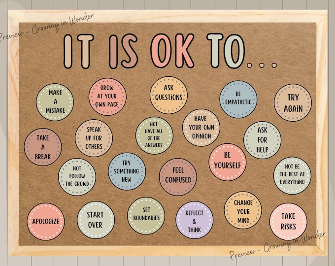 It is Ok To.. Bulletin Board, Social Emotional Classroom Decor - Etsy